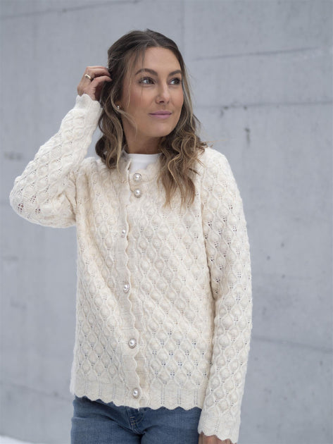 Bubble Knit Cardigan Hvit – byDryss